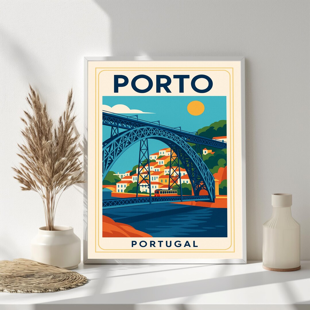 Porto Dom Luís I Bridge Poster – Blue, Orange, Green and Yellow ...