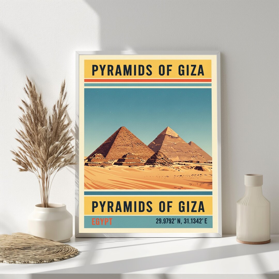 Pyramids of Giza Art Print: Mid-century Modern Egypt Decor - Etsy