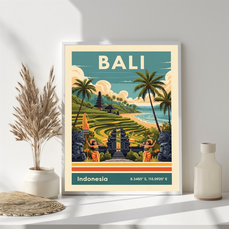 Retro Travel Poster Bali - Etsy