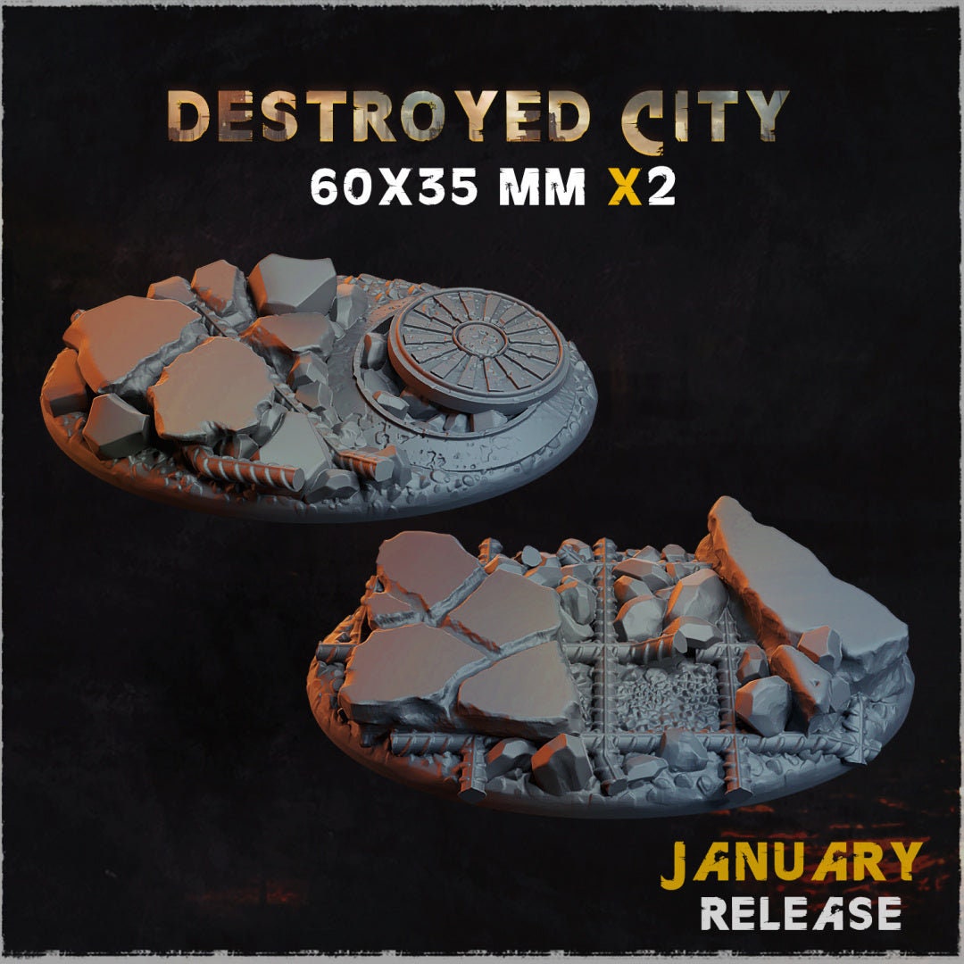 BASES - Destroyed CITY Themed Bases for Wargames and Tabletop ...