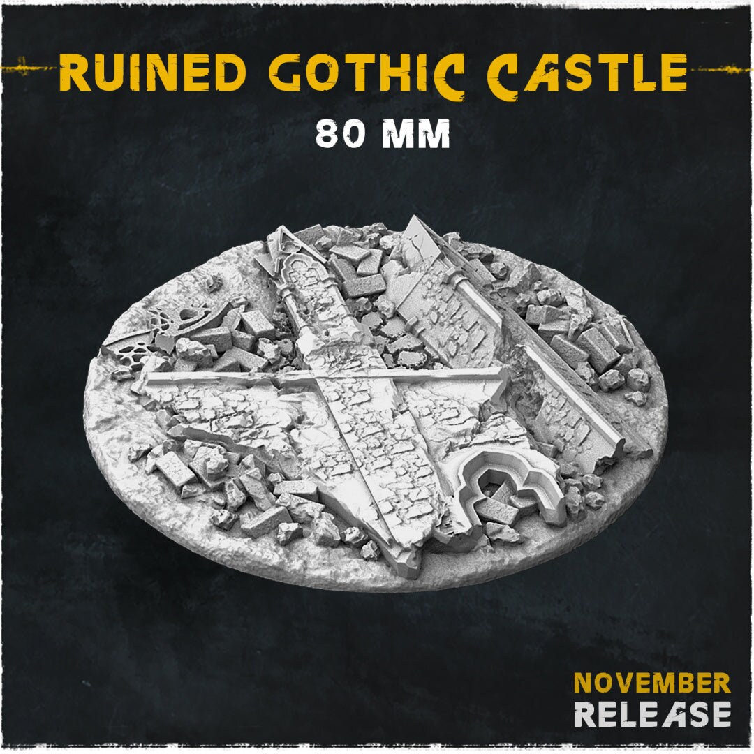 BASES - Ruined Gothic Castle Themed Medieval Ruins Bases for Wargames ...
