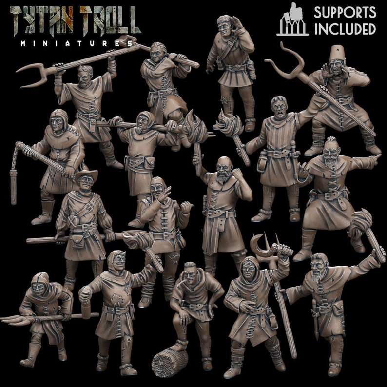 DnDCoS - Angry Mob Set de 16 miniaturas NPCS humanos de Tytantroll para ...