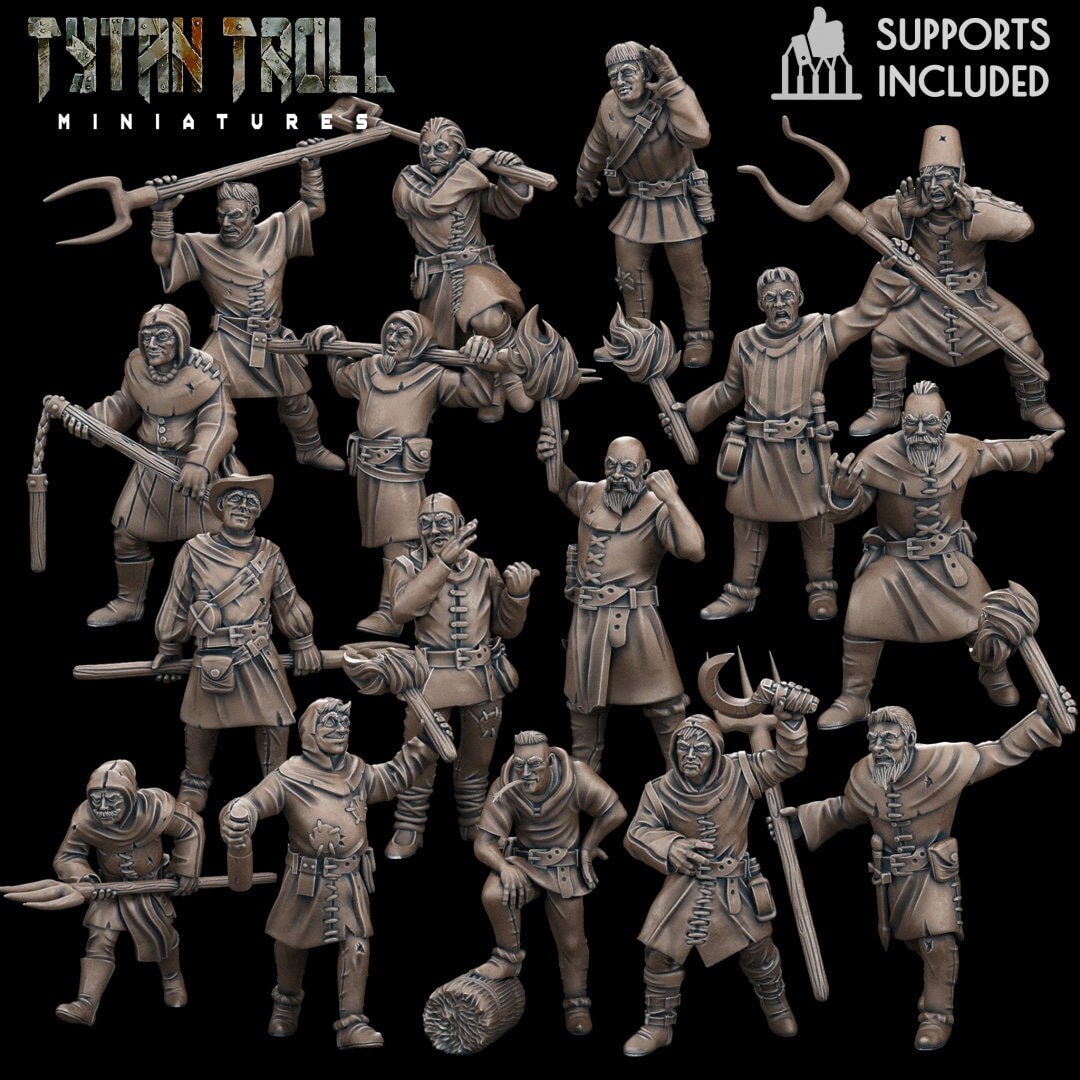 Angry Mob Miniatures Set – 16 Human Npcs, Dungeons and Dragons - Etsy
