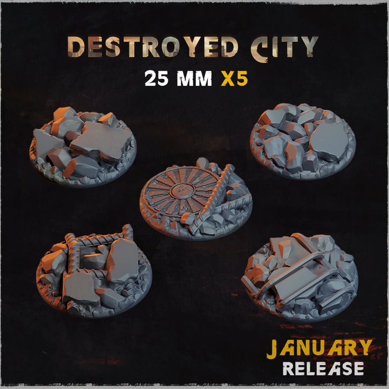 BASES - Destroyed CITY Themed Bases for Wargames and Tabletop ...