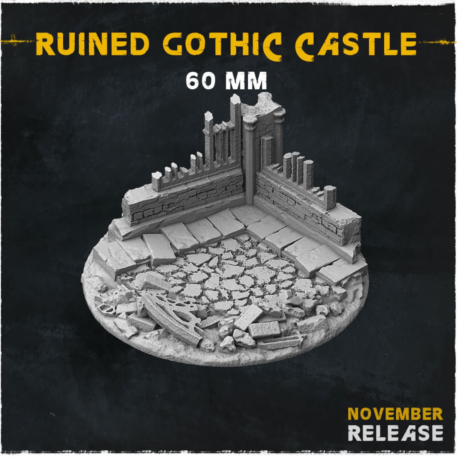 BASES - Ruined Gothic Castle Themed Medieval Ruins Bases for Wargames ...