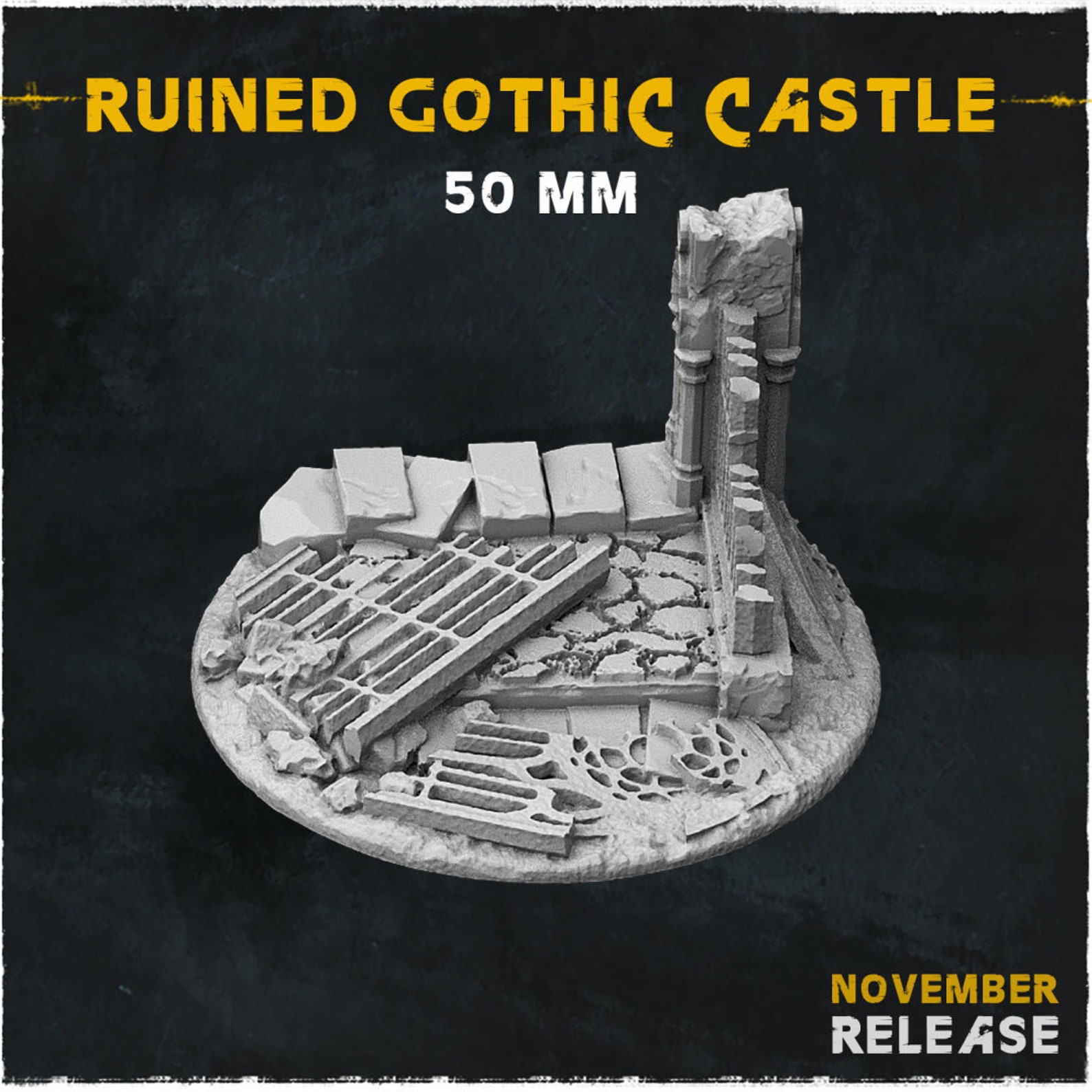 BASES - Ruined Gothic Castle Themed Medieval Ruins Bases for Wargames ...