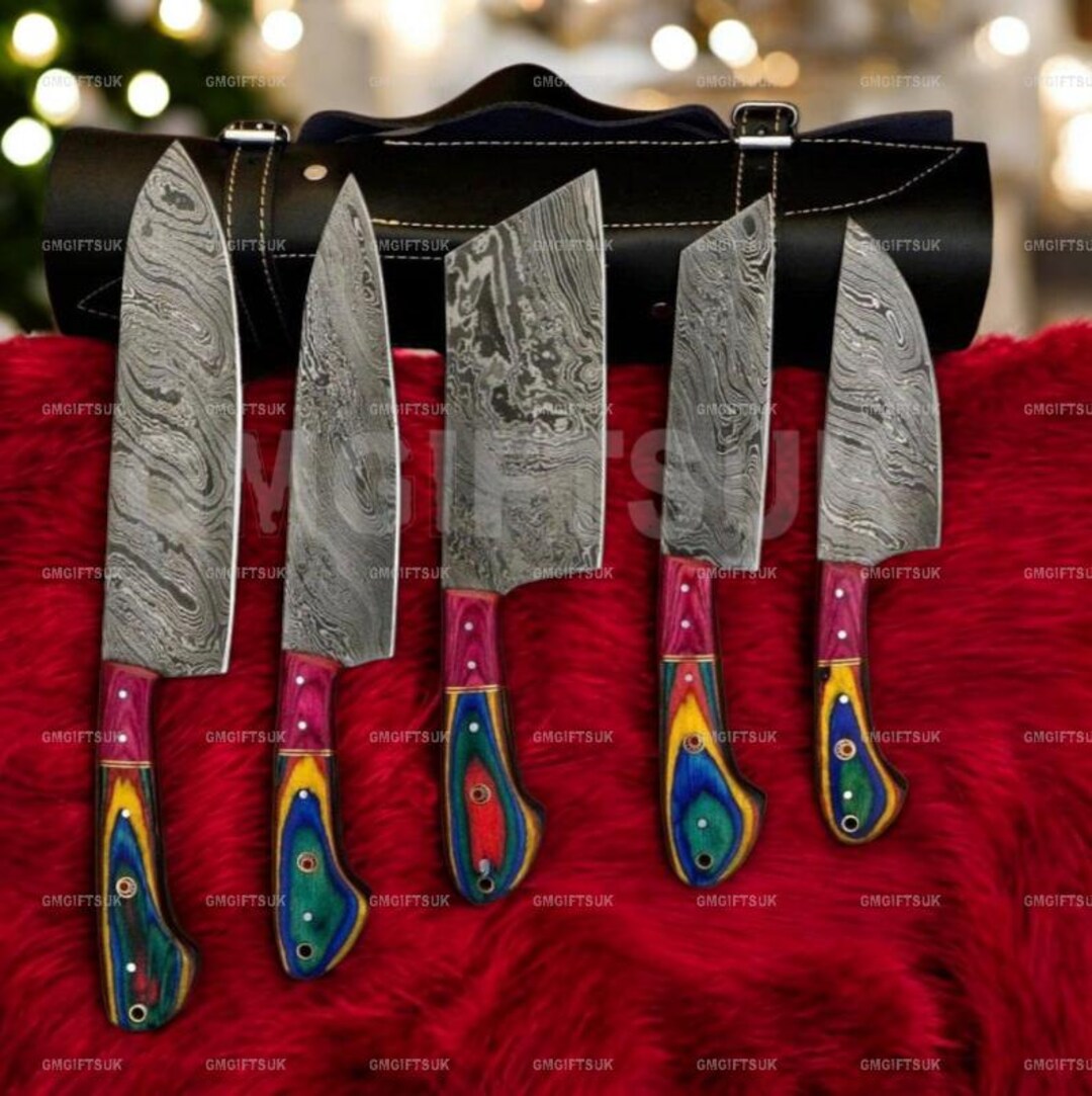 Hand Forged Damascus Steel Chef Set, Kitchen Set, Kitchen Chef Set ...