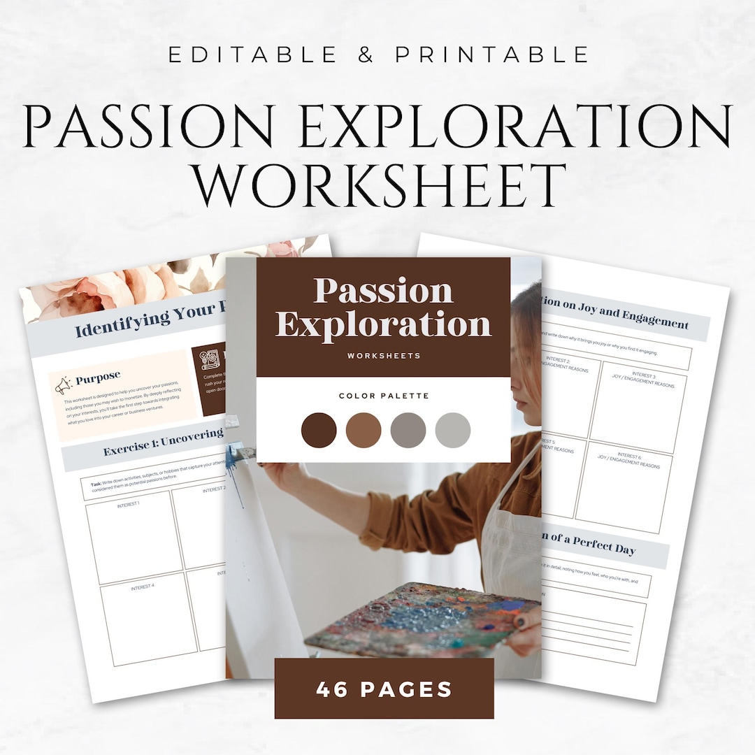 Passion Exploration Worksheet Template Printable Find Your Passion ...