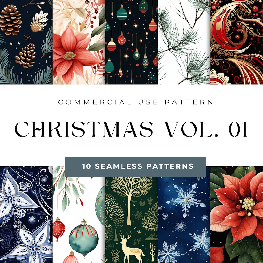Seamless Christmas Digital Patterns Holiday Festive Pattern Vintage ...