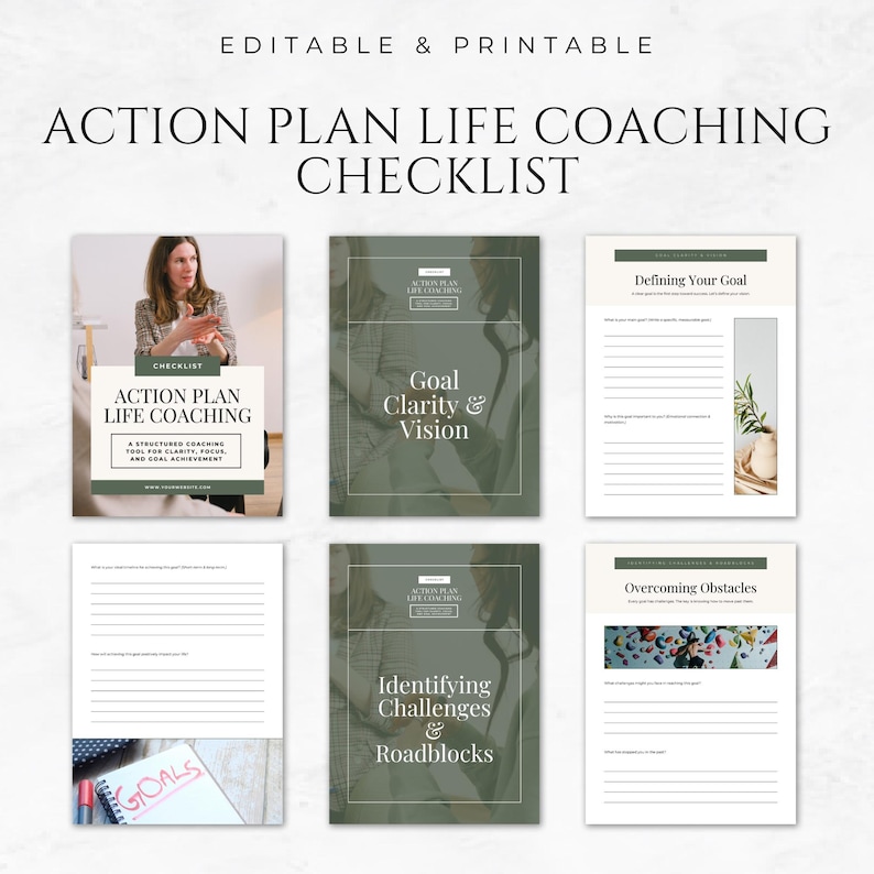 Action Plan Life Coaching Checklists Template Mindset Coaching Planner ...