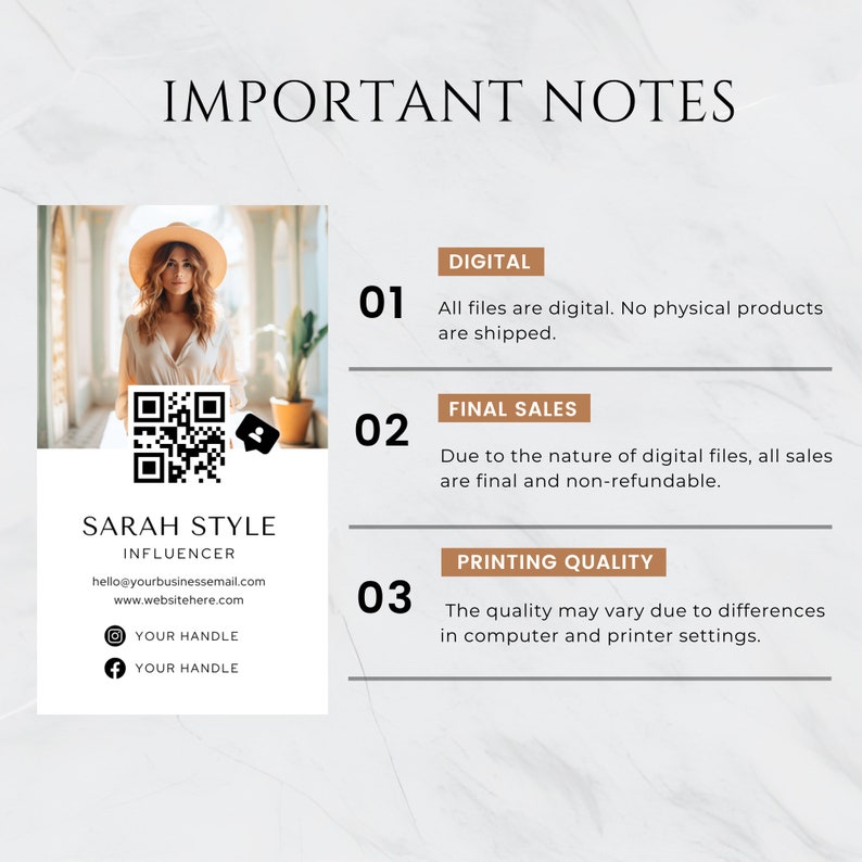 Influencer Business Card With Barcode Editable Influencer Business Card ...