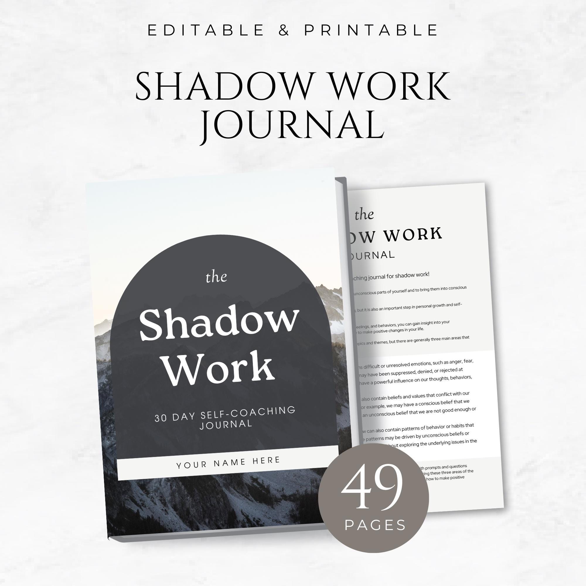Shadow Work Journal Template Printable Shadow Work Workbook Shadow Work ...