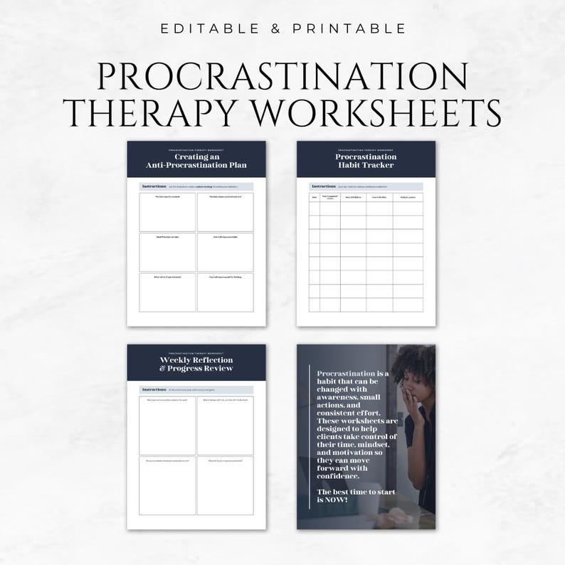 Procrastination Therapy Worksheets Templates Printable Productivity ...