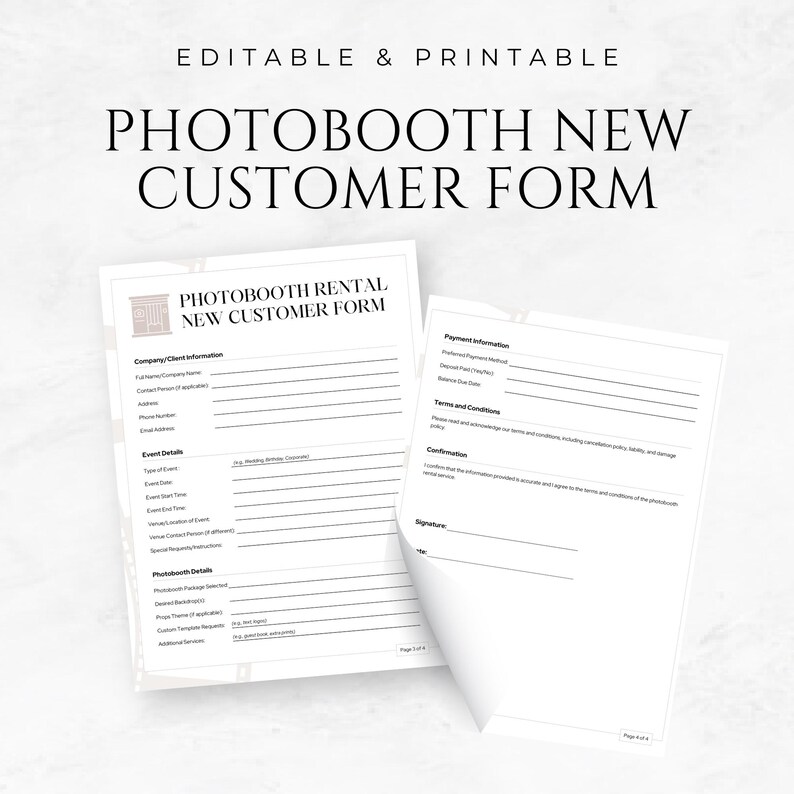 Photobooth Rental Forms Template Photobooth Rental Agreement Photobooth ...
