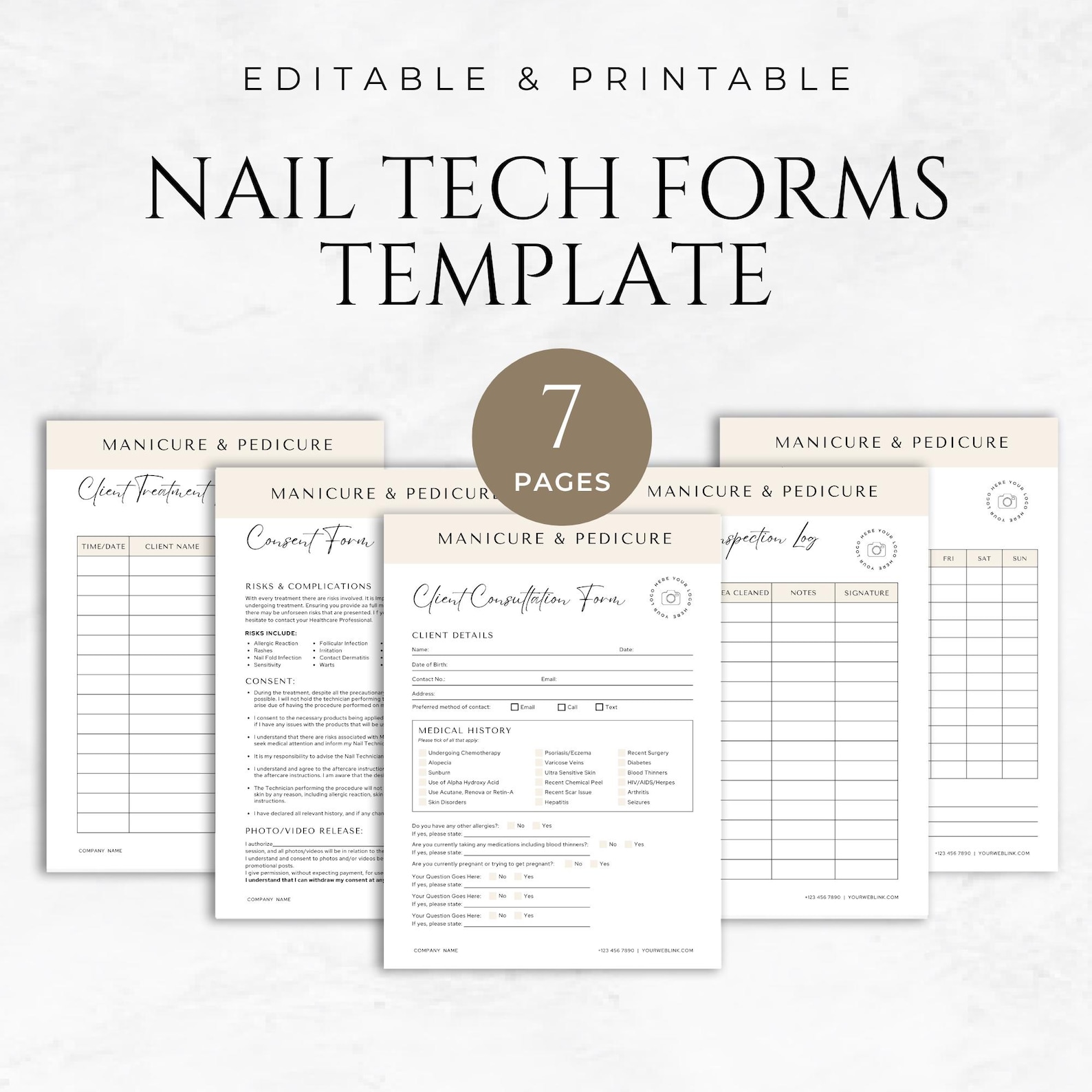 Nail Technician Forms Template Printable Client Consultation Form Nail ...