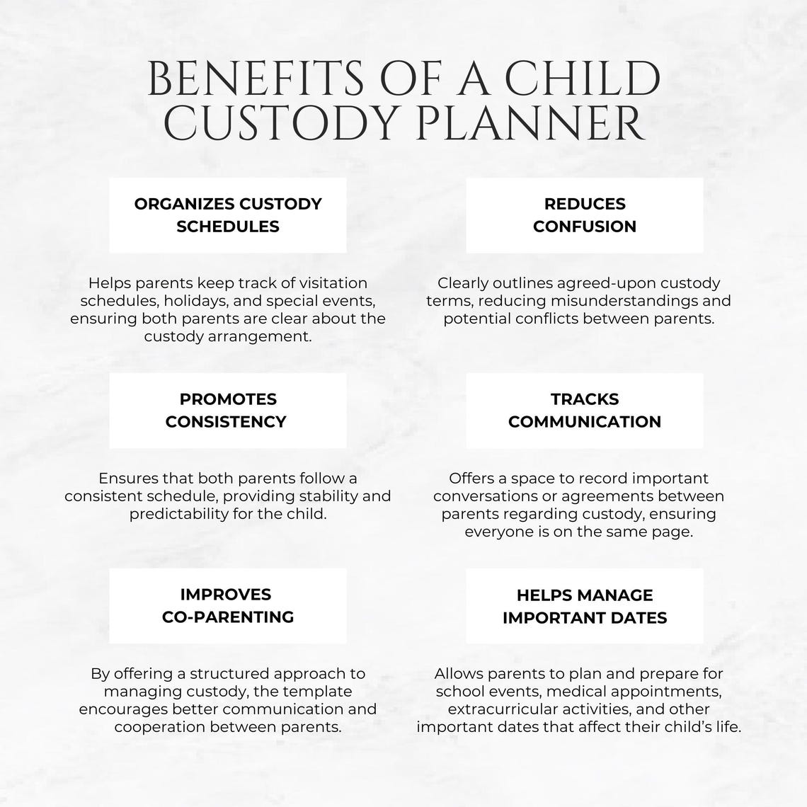 Child Custody Planner Template Printable Divorce Co-parenting Planner ...