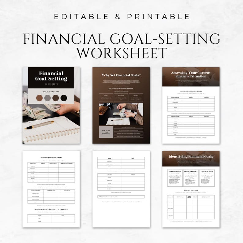 Financial Goal-setting Worksheet Template Printable Money Management ...