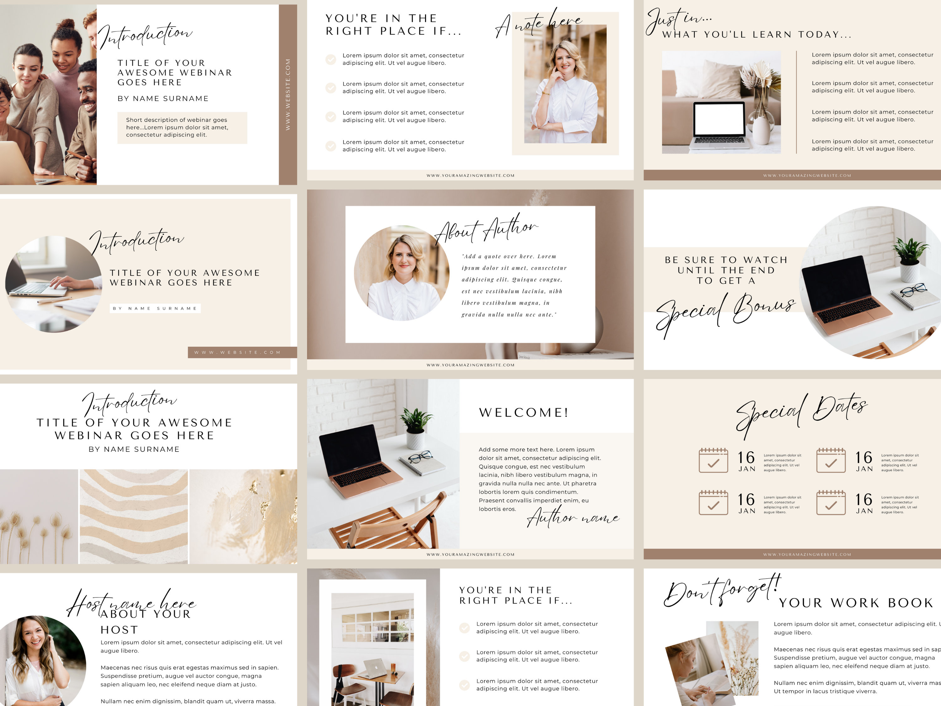 Webinar Slide Deck Template Canva Online Course Slide Deck Webinar ...