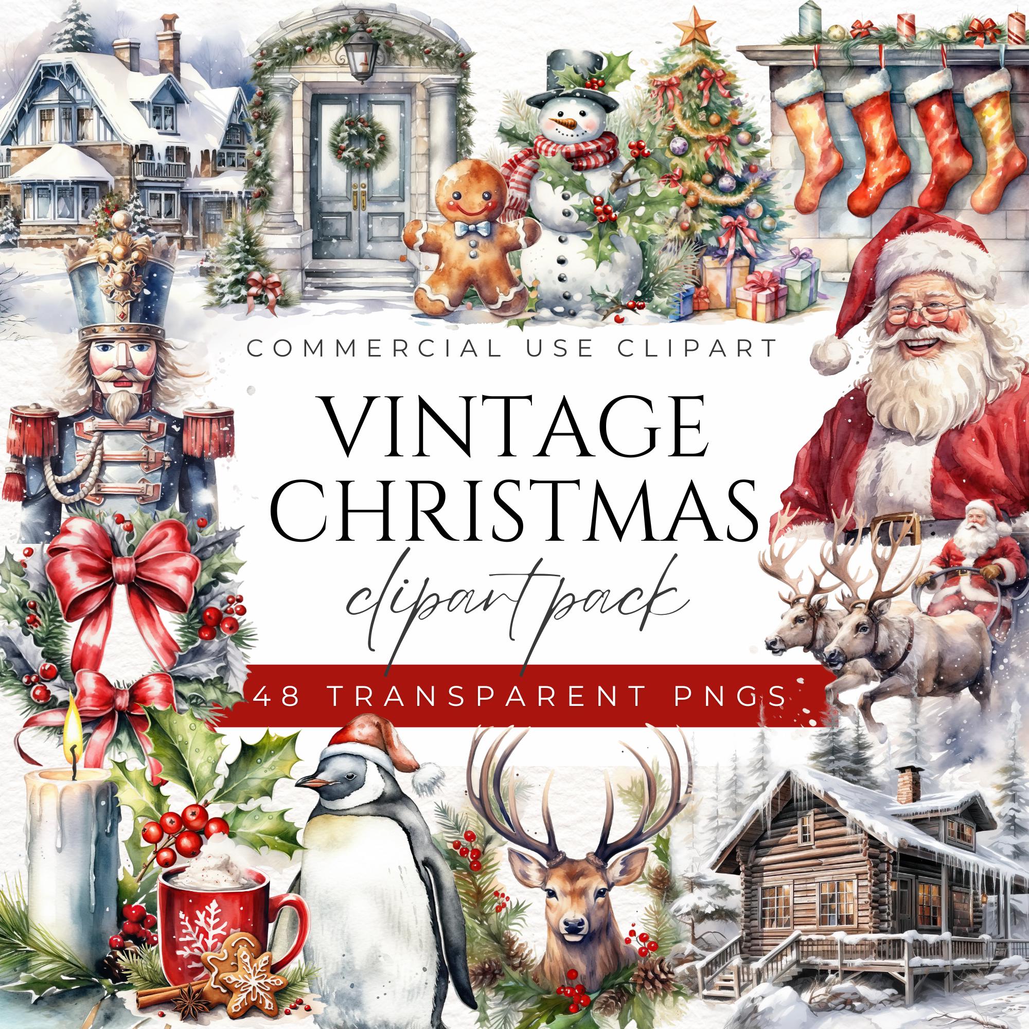 Vintage Christmas Clipart Retro Old Fashioned Christmas Graphics ...
