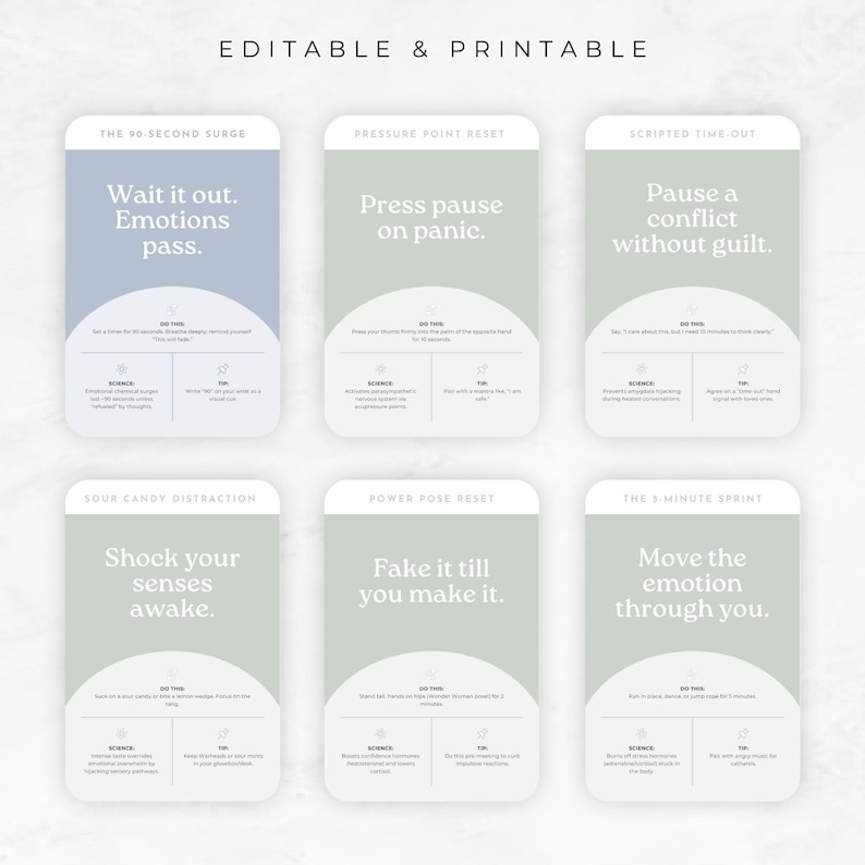 Emotional Regulation Cards Template Canva Printable Coping Skills Cards ...