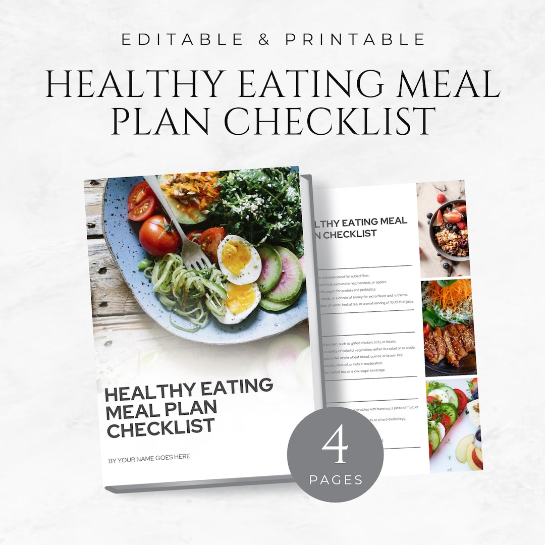 Healthy Eating Meal Plan Checklist Template Nutrition Planner Diet Plan ...