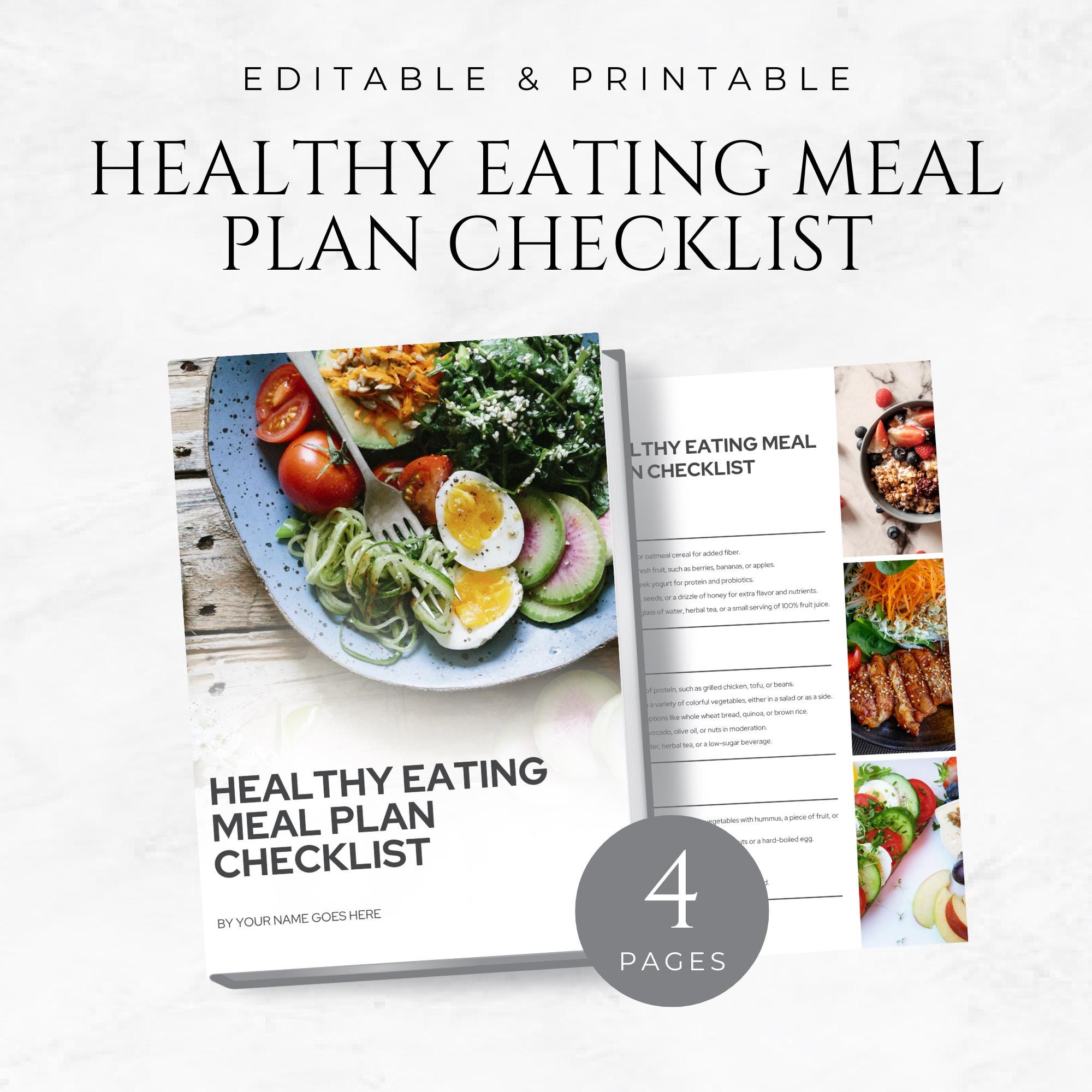Healthy Eating Meal Plan Checklist Template Nutrition Planner Diet Plan ...