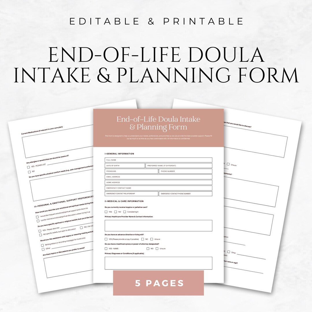 End-of-life Doula Intake Form: Editable Canva Template (PDF) - Etsy