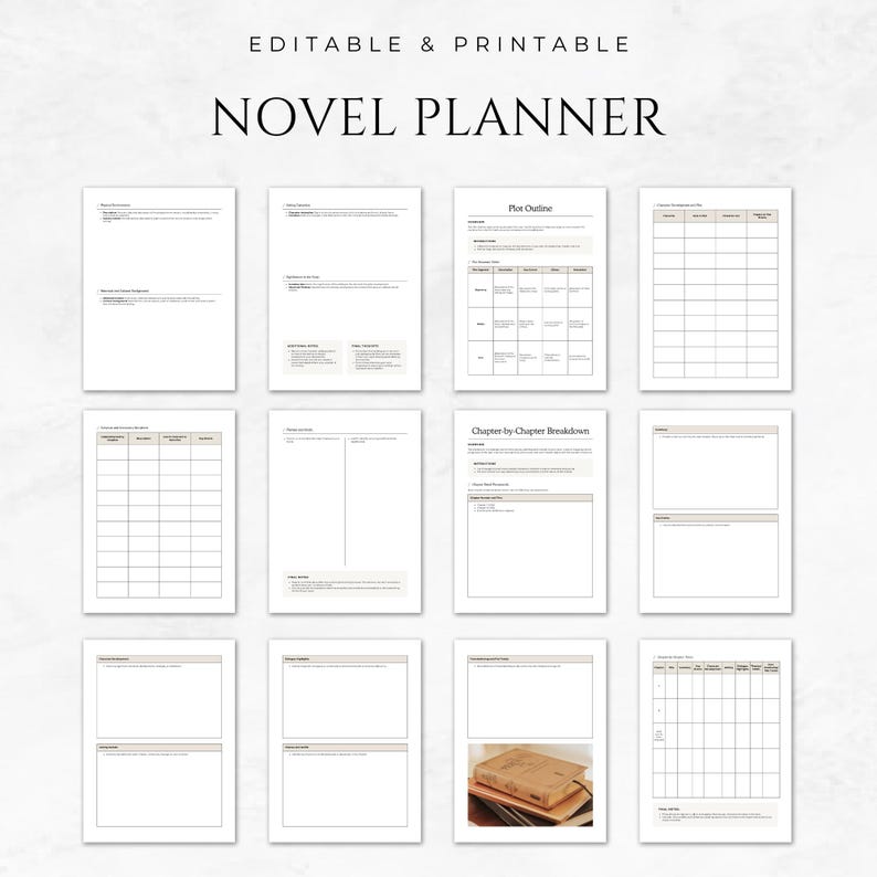 Novel Planner Template Editable Canva Writer Planner Book Planning ...