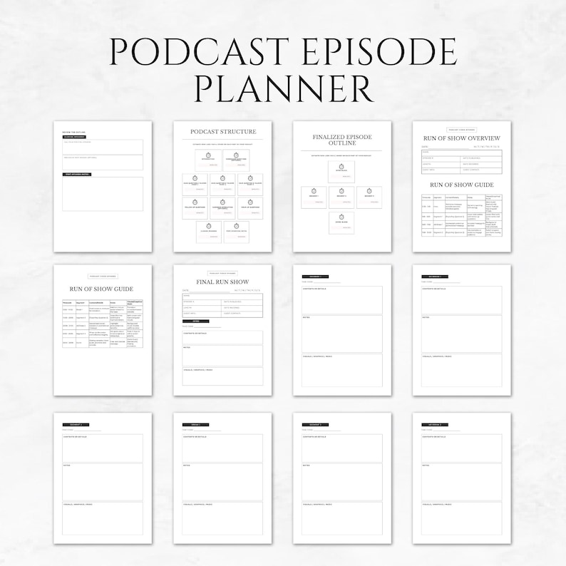 Podcast Planner Template Printable Podcast Episode Content Planner ...