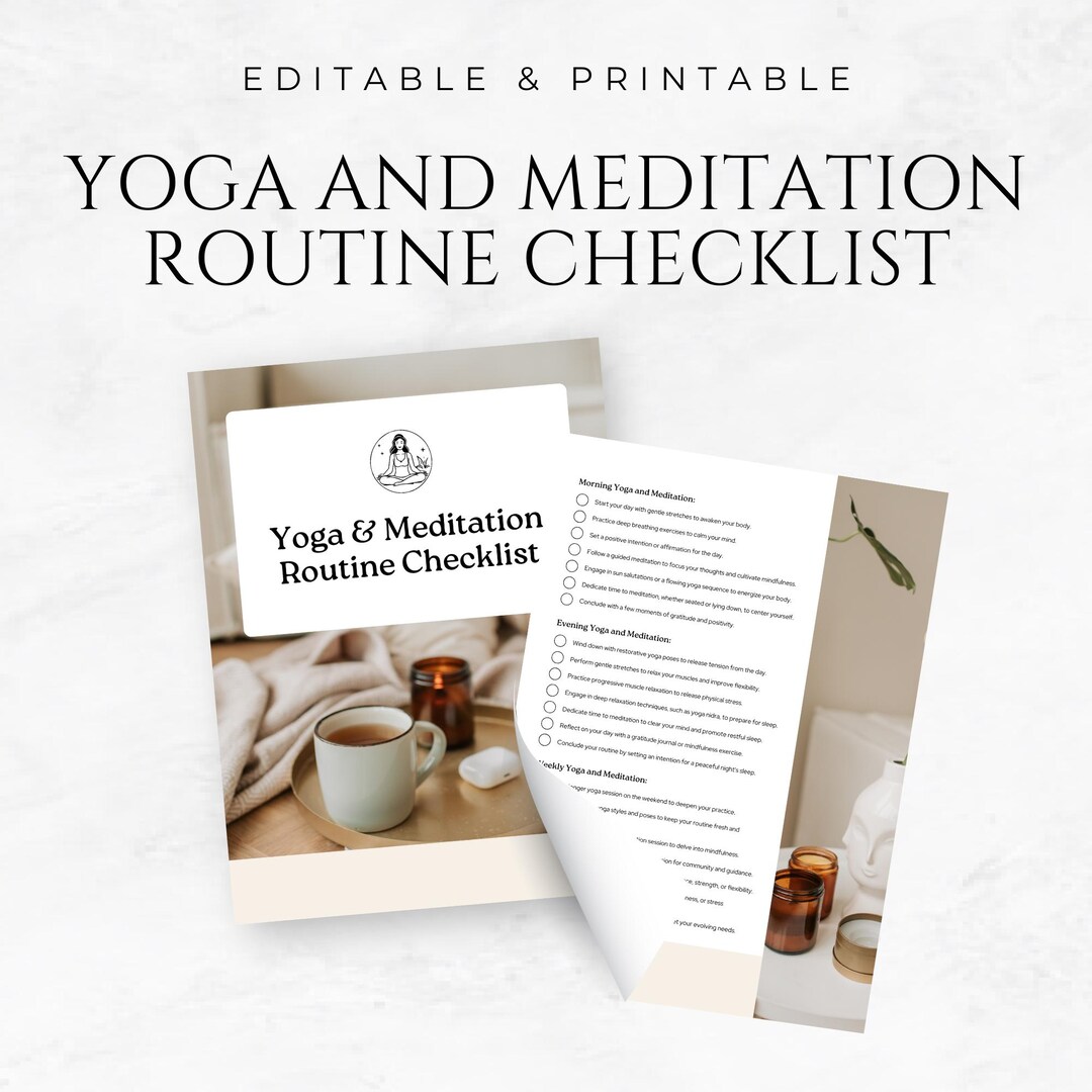 Yoga and Meditation Routine Checklist Template Yoga Planner Meditation ...