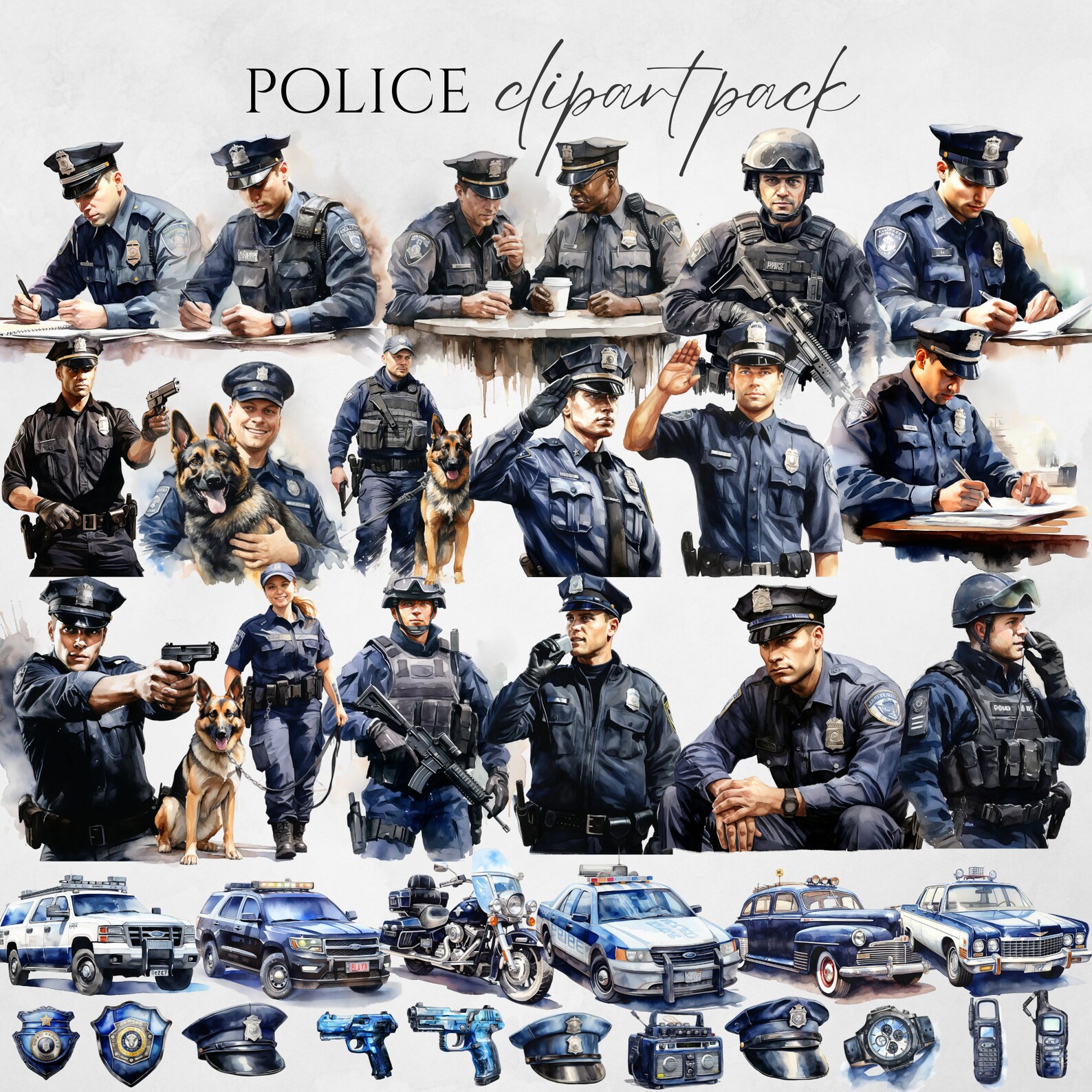 Police Clipart Watercolor Police Clip Art Police PNG Police Officer ...
