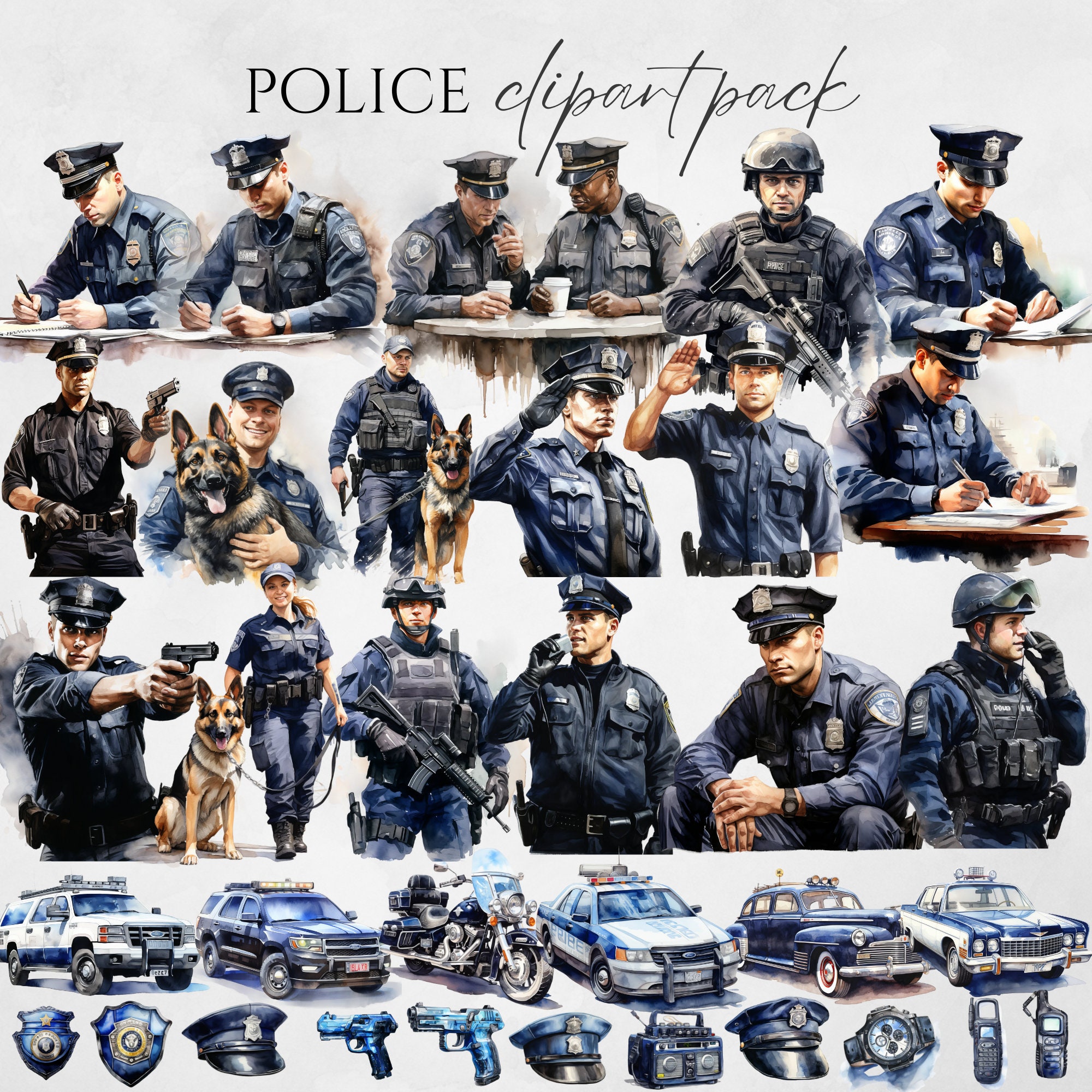 Police Clipart Watercolor Police Clip Art Police PNG Police Officer ...
