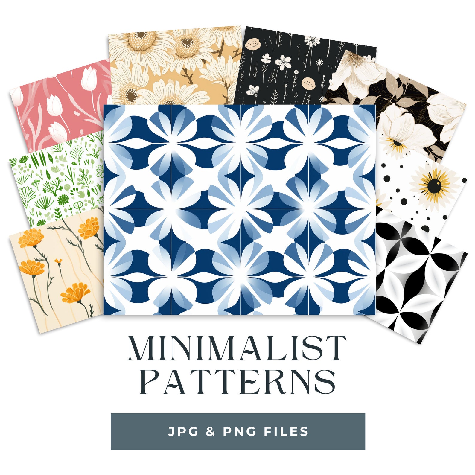 Seamless Minimalist Modern Floral Patterns Watercolor Floral Pattern ...