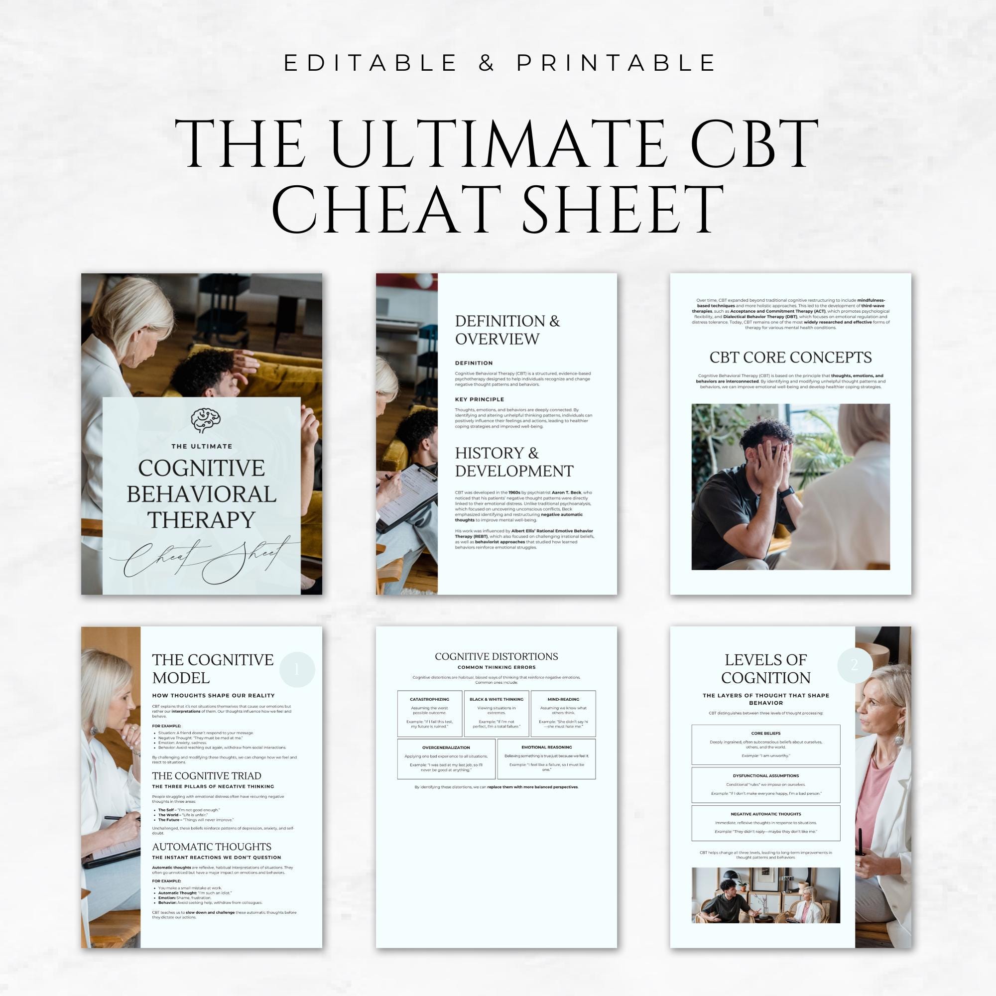 The Ultimate CBT Cheat Sheet Template Printable Cognitive Behavioral ...