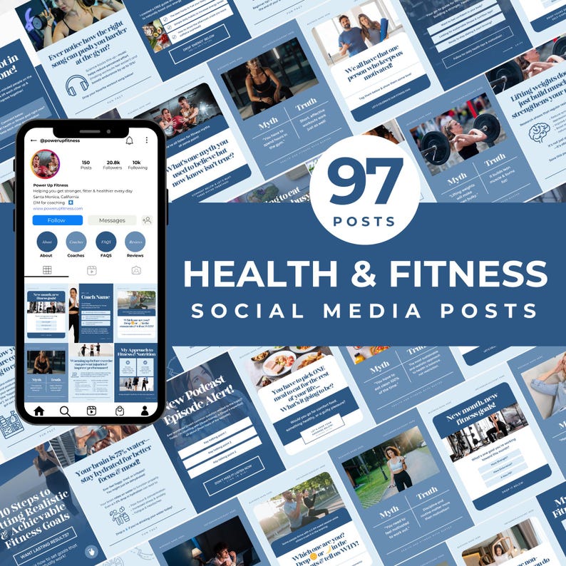 Health & Fitness Instagram Posts Templates Personal Trainer Social ...