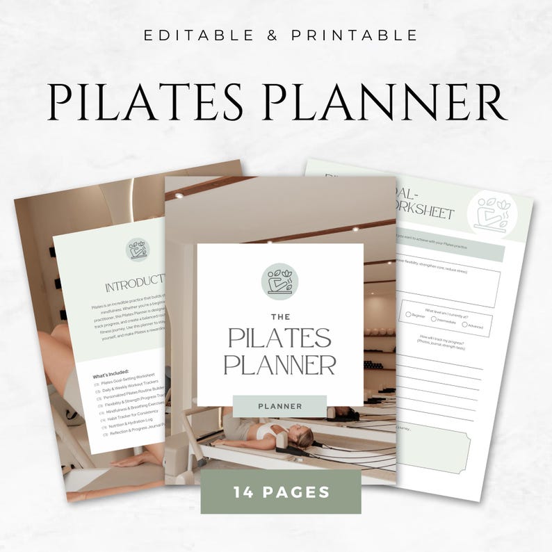 Pilates Planner Templates Printable Pilates Workout Tracker Pilates ...