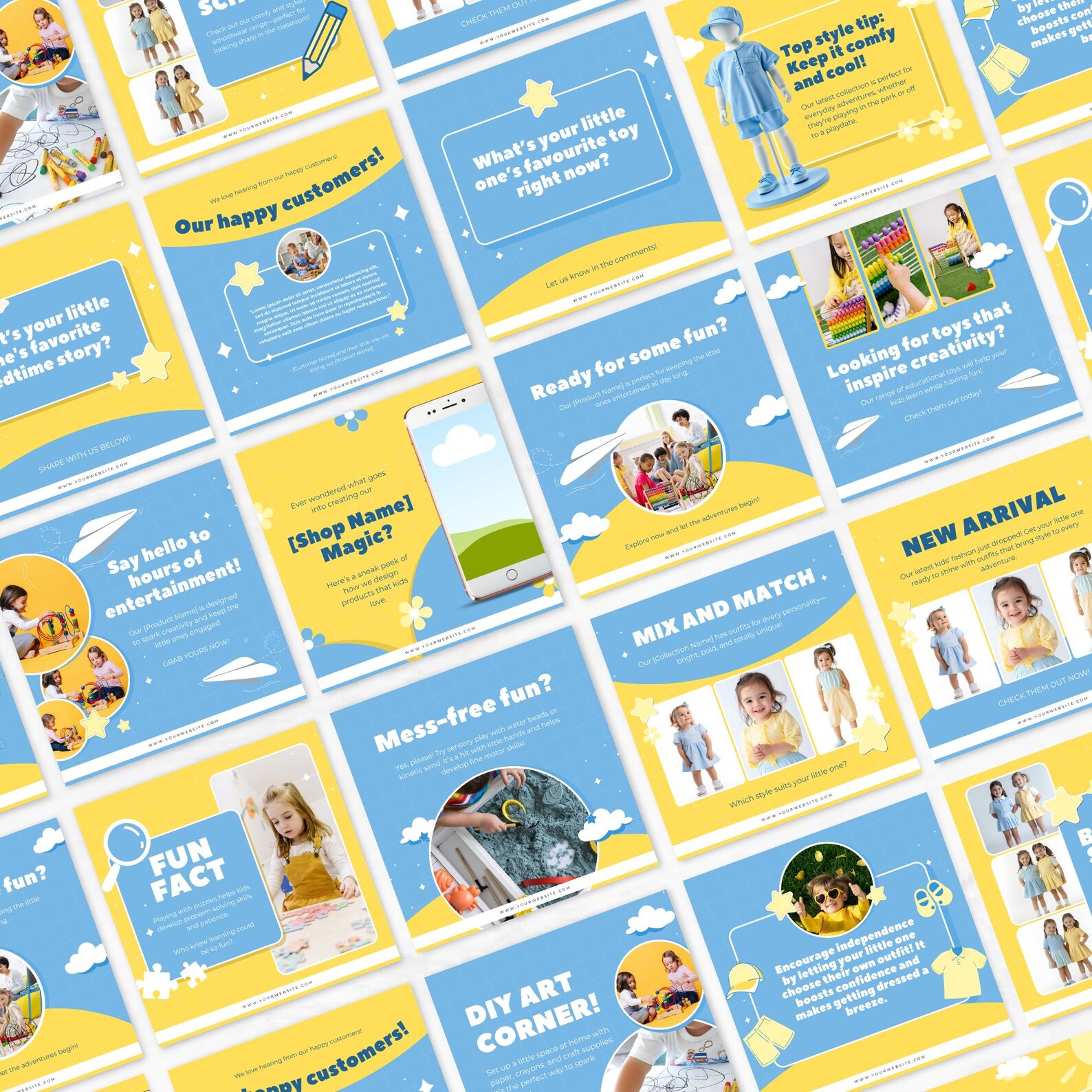 Kids Shop Colorful Social Media Posts Kids Clothing Instagram Templates ...