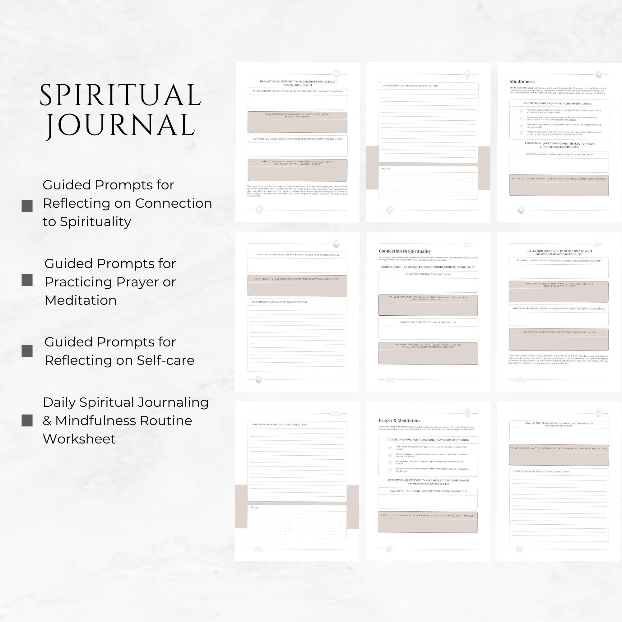 Spiritual Journal Template Printable Spiritual Journey Workbook ...