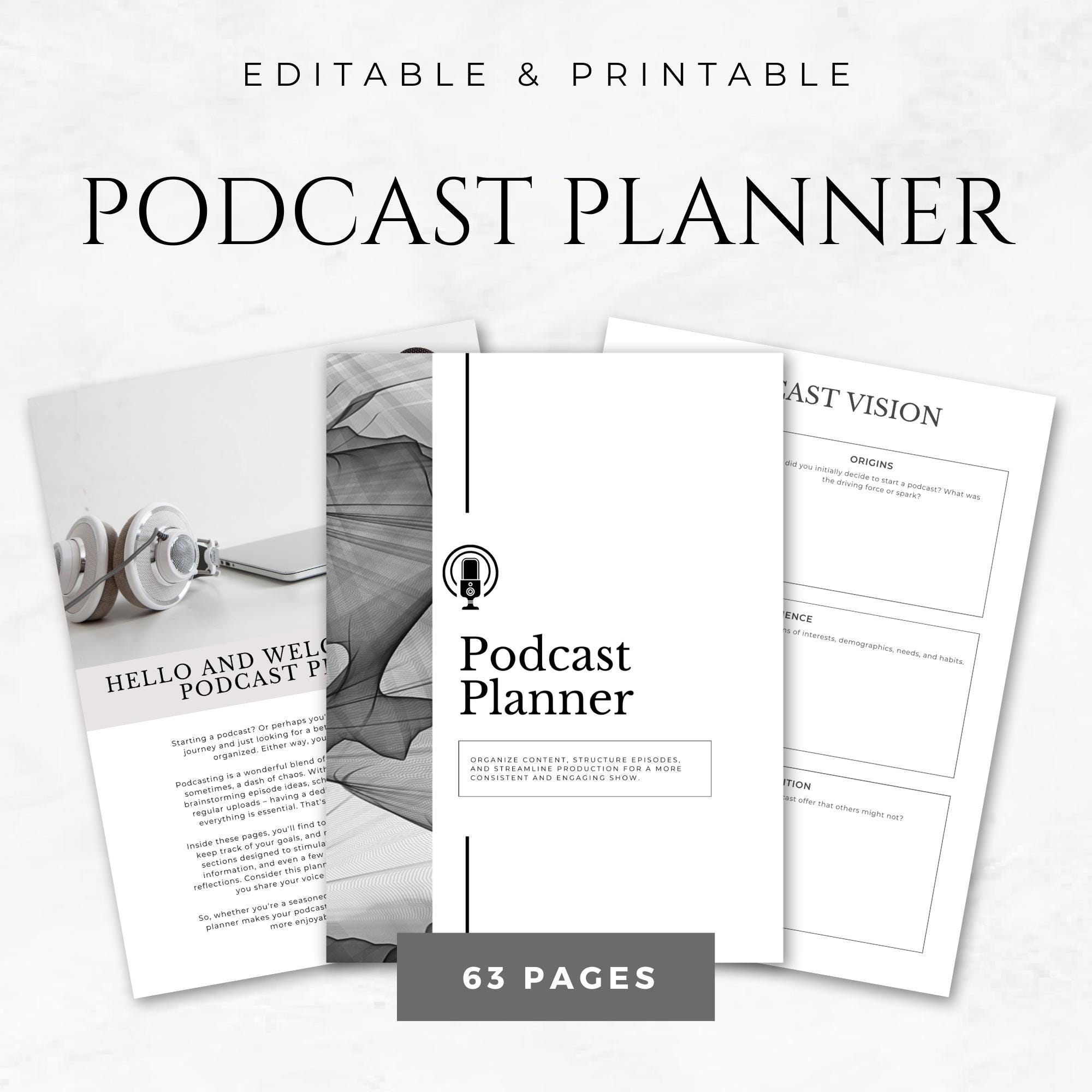 Podcast Planner Template Printable Podcast Episode Content Planner ...
