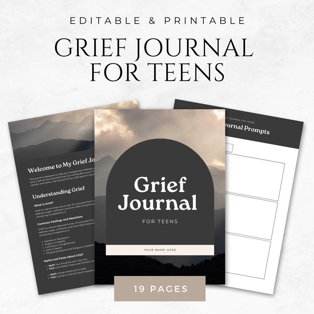 Grief Journal for Teens Grief Journal Canva Template Grief Workbook for ...