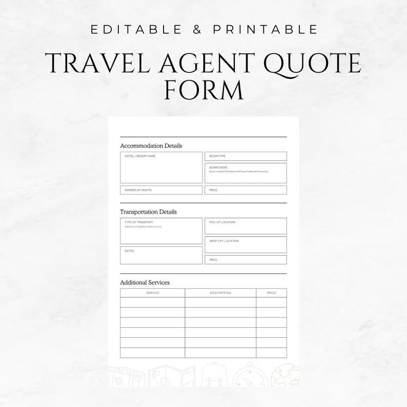 Travel Agent Quote Form Template Travel Business Form Travel Agency ...