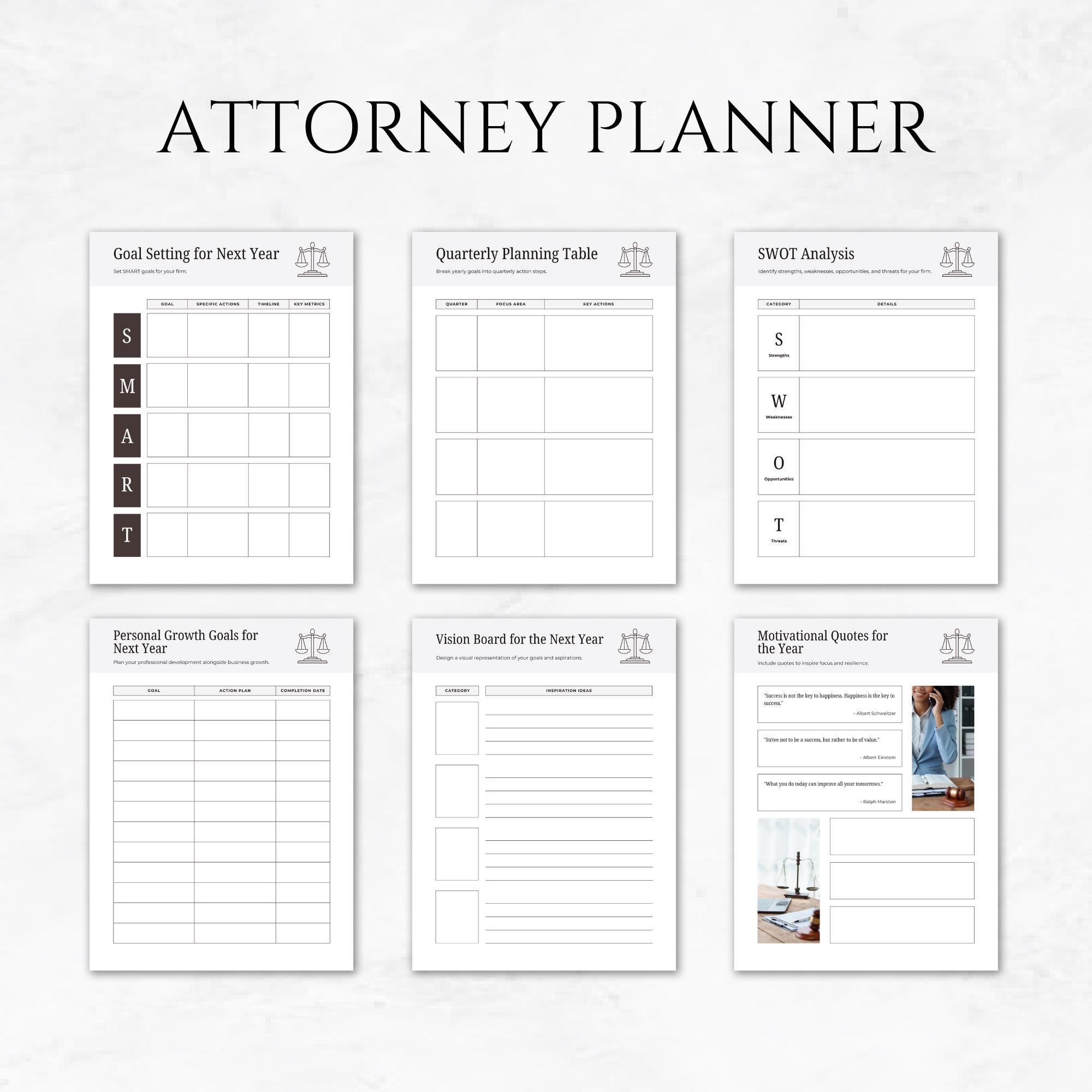 Attorney Planner Template Printable Lawyer Planner Law Office Planner ...
