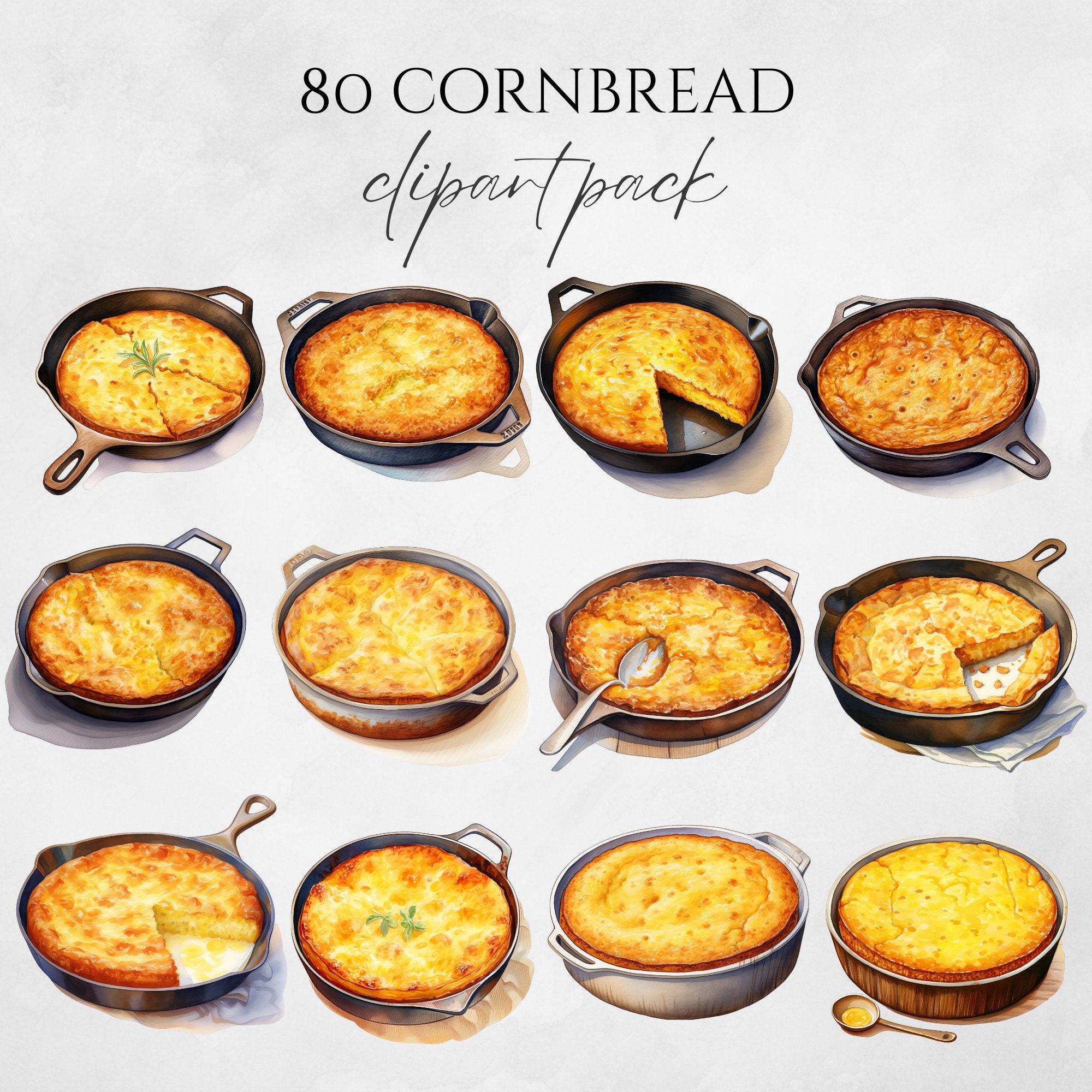 Cornbread Clipart Food Illustration Baking Clipart Southern Food ...