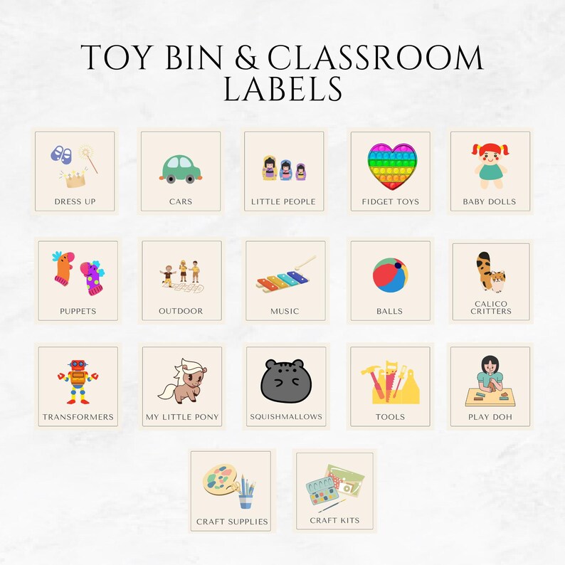 Toy Storage Labels Printable Toy Organization Labels Classroom Labels ...