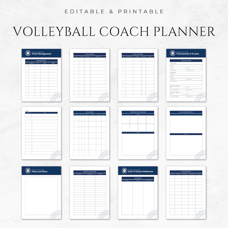 Volleyball Coach Planner Template Printable Sports Coaching Planner ...