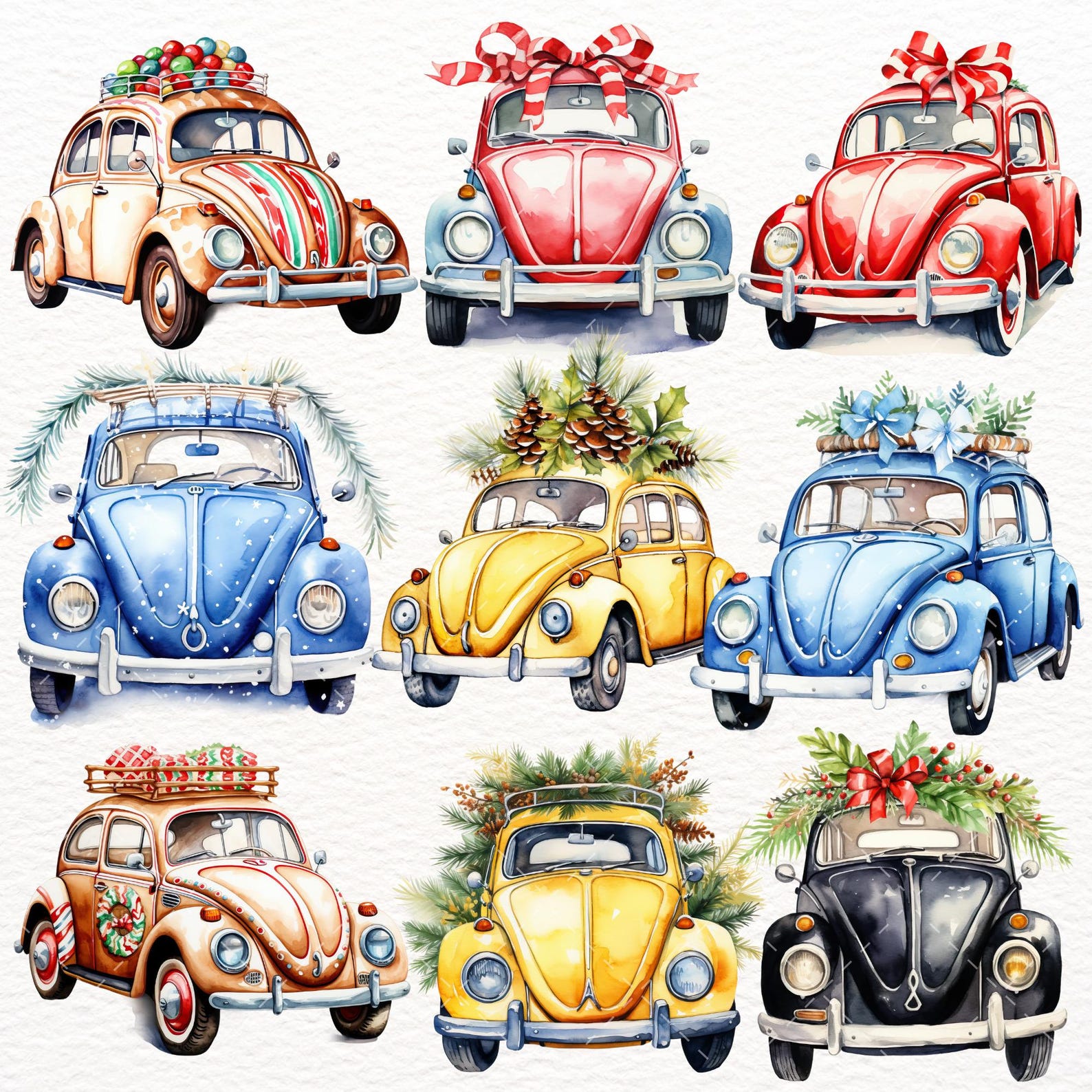 Christmas Cars Clipart Vintage Christmas Car Holiday Car Clipart ...