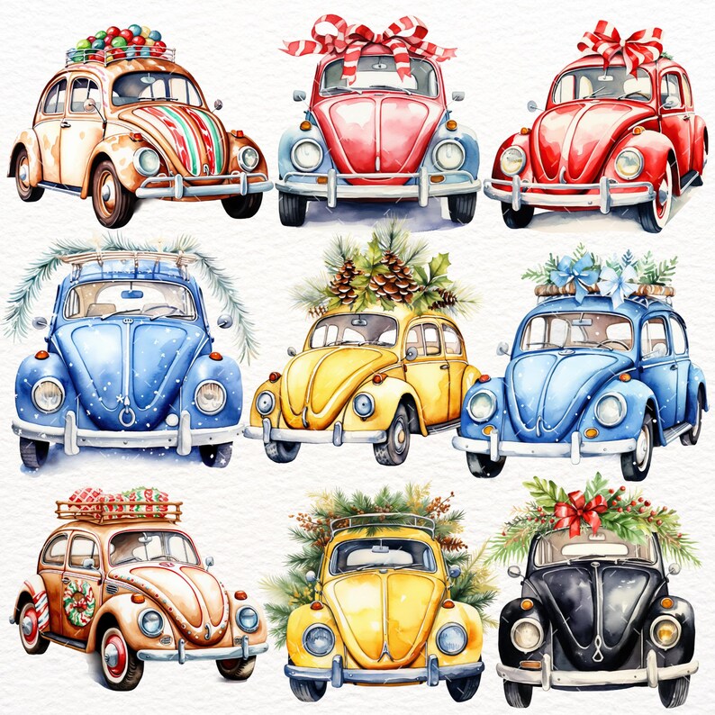 Christmas Cars Clipart Vintage Christmas Car Holiday Car Clipart ...