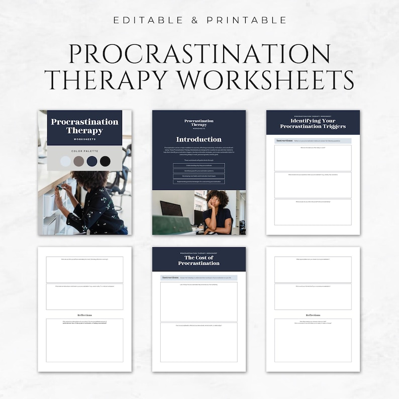 Procrastination Therapy Worksheets Templates Printable Productivity ...