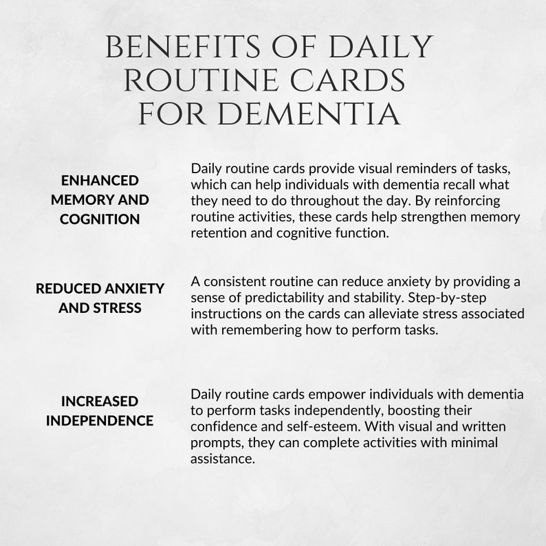 Daily Routine Cards for Dementia Patients Alzheimer's Routine Cards ...