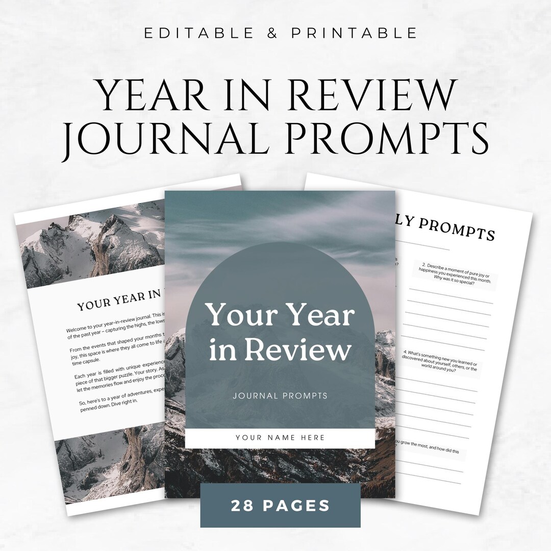 Year in Review Journal Prompts Template Printable Yearly Reflection ...